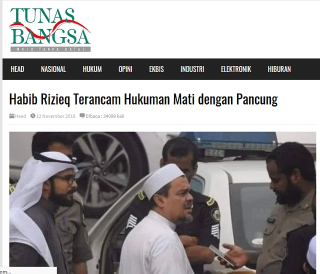 [Cek Fakta] Rizieq Shihab Terancam Hukuman Mati di Arab Saudi?